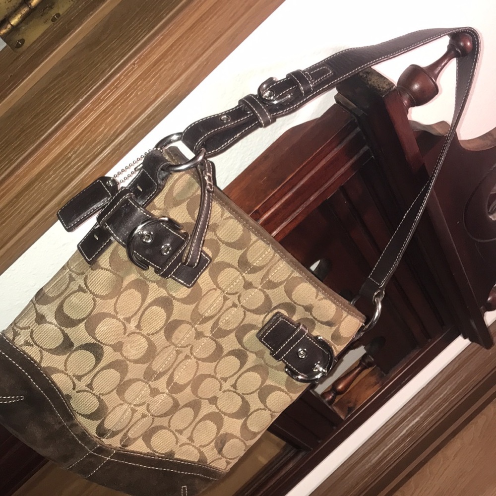 Coach Logo Suede Bottom Leather Details Vintage - Gem